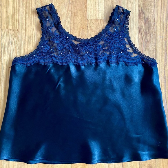 Vintage | Tops | Vintage Embellished Satin Cami Large Cinema Star Black ...